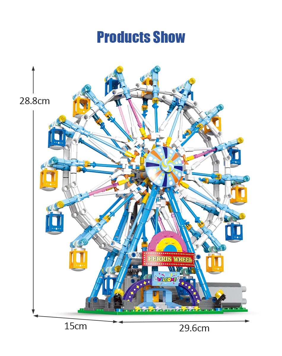 MOC Technical Rotating Ferris Wheel Building Blocks and Electric Brick